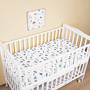 PHF Soft Car Crib Sheet Fitted, 2 Pack Silky Comfy Breathable Baby Sheets for Boys Girls，28x52x9in Fits Standard Crib and Toddler Mattresses, Cars