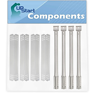 4-Pack BBQ Grill Heat Shield Plate Tent & Tube Burner Replacement Parts for Nex 720-0745 - Compatible Barbeque Stainless Steel Flame Tamer, Guard, Deflector, Flavorizer Bar 16 1/8" & Pipe Burners