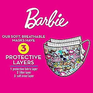 MASKS Children’s Single Use Face, Barbie, 14 Count, Small, Ages 2-7, Kids Toys for Ages 2 Up by Just Play