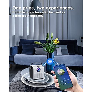 Mini Projector Outdoor Movies, WiFi Bluetooth Projector, Portable Phone Projectors, 8500 LUX, HD 1080P Supported, Compatible w iPhone, TV Stick,PS4,HDMI, Laptop Proyector