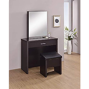 Coaster Home Furnishings 2-piece Vanity Set with Hidden Mirror Storage and Lift-Top Stool, Cappuccino and Black