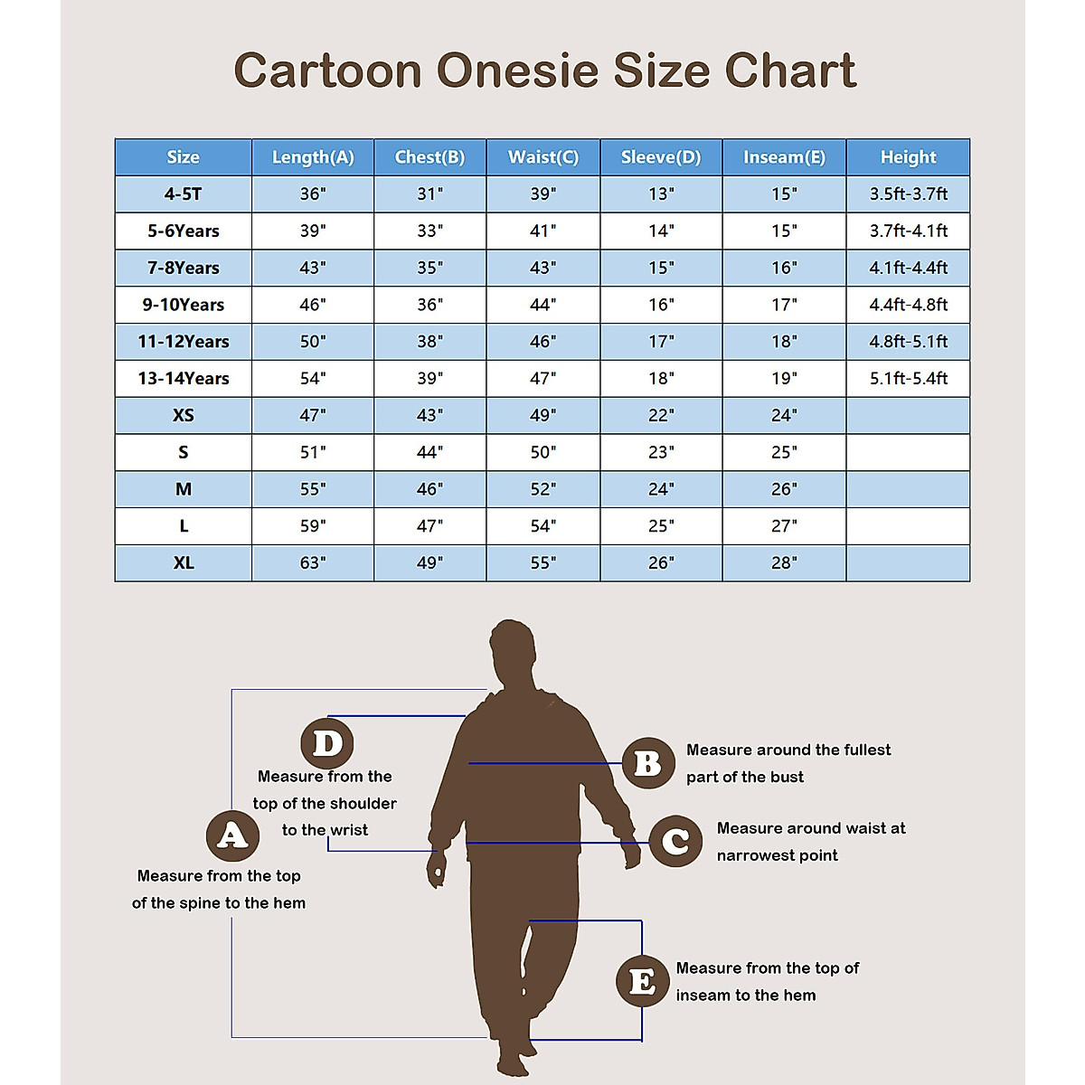 GONAAP Unisex Adult Stitch Onesie Pajamas Animal One Piece Costume Cosplay Sleepwear (Stitch, 9-10Years)