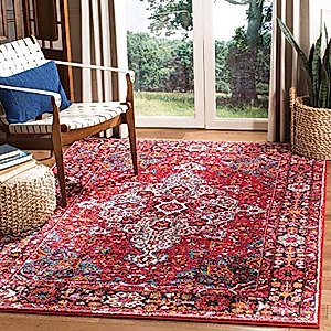 SAFAVIEH Vintage Hamadan Collection Accent Rug - 4' x 6', Red & Multi, Oriental Persian Design, Non-Shedding & Easy Care, Ideal for High Traffic Areas in Entryway, Living Room, Bedroom (VTH222A)