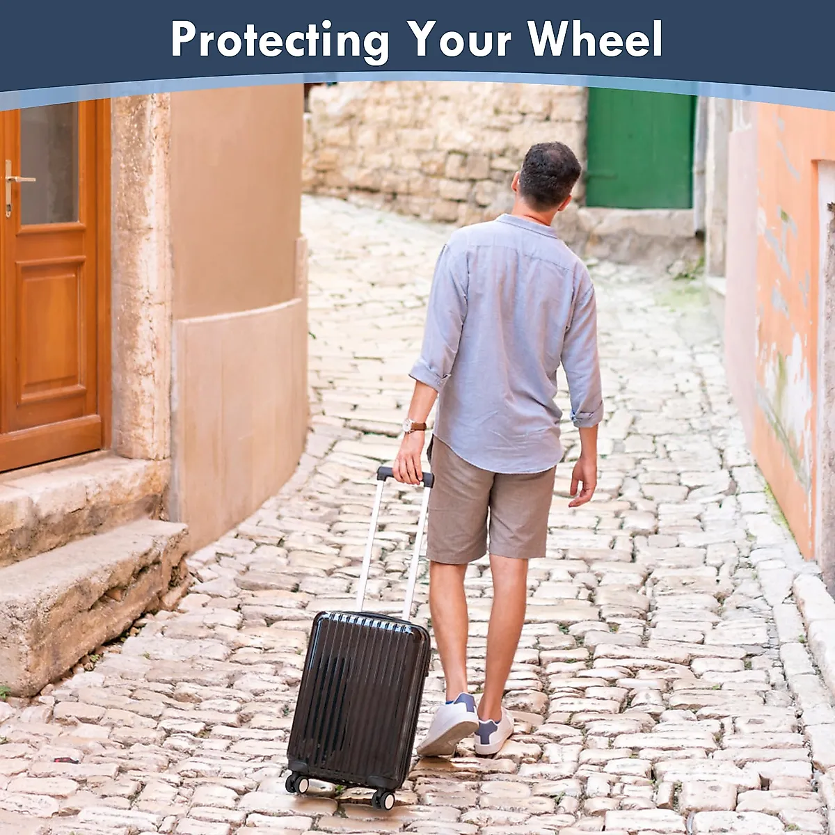 YUBIRD 8-Spinner Wheels Suitcase Cover, Silicone Luggage Protector, Black