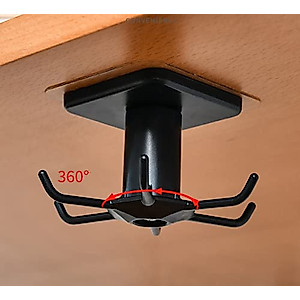 Beecora Spinning Storage Hook Organizer -Under Cabinet or Shelf 6 Hooks-in-One Adhesive Hangers for Hanging Kitchen Utensil Holder Jewelry Closet Keys Home Office Kids Bath Room [1PK BLK]