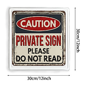 Metal Tin Sign-Caution Private Sign do not Read Vintage Rusty Metal Sign on a White Background Vector Illu-Metal Tin Sign Retro Home Kitchen Office Garden Garage Wall Decor Tin Plaque LZ 12×12 Inch
