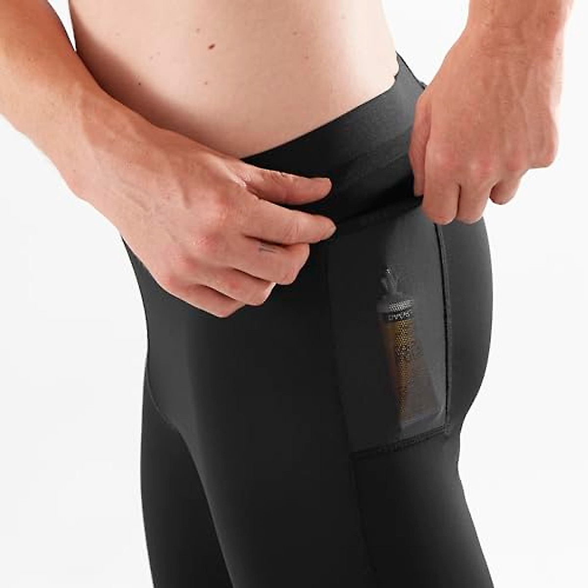 Salomon Men's Standard Cross Run Tight, Deep Black, Large