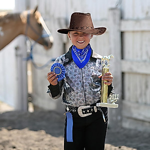 Komphy 12 Pack Cowboy Hat Bulk, Brown Wide Brim Western Cowboy Hat, Faux Suede Cowboy Hats Party Hats with Bandana and Adjustable Drawstring for Men Women Costume Party