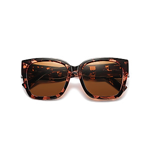 MEETSUN Fit Over Glasses Sunglasses for Women Men Large Trendy Polarized Sunglasses for Driving UV Protection Tortoise Brown