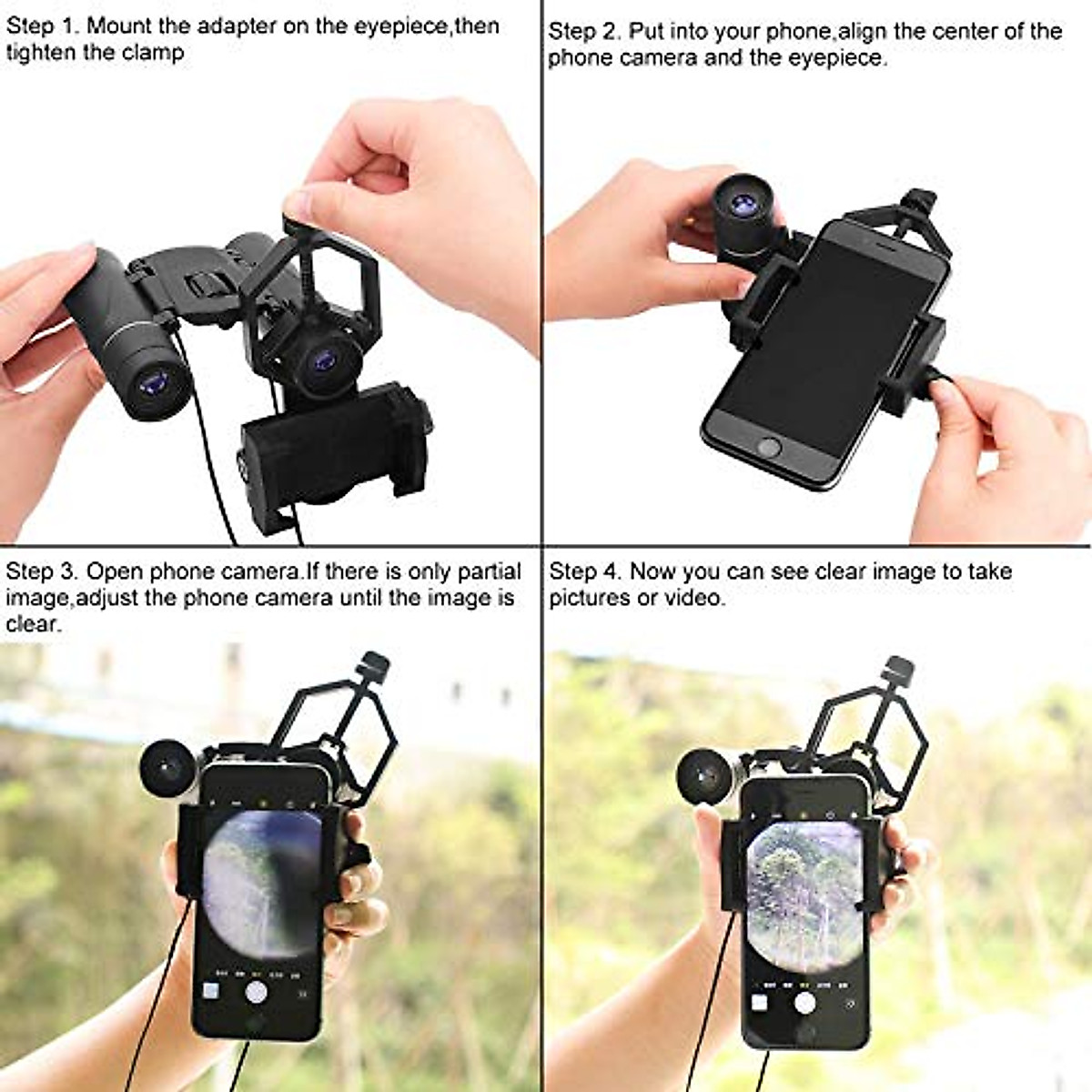 SVBONY Universal Cell Phone Adapter Mount Telescope Phone Mount for Binocular Monocular Spotting Scope Telescope Support Eyepiece Diameter 25 to 48mm