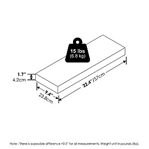 Furinno Tanna 22-Inch Wall Mounted Floating Display Shelves, Natural, Set of 2