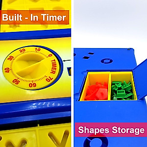 MUKIKIM Scramble - Shape Matching Family Board Game! Sorting Shapes Fast Before The Time is Up & Pieces Pop Out! Play Solo/with Friends. 12-Shape Junior Version Plates Included!