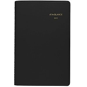 2022 Weekly Appointment Book & Planner by AT-A-GLANCE, 7" x 8-3/4", Medium, Black (7095105)