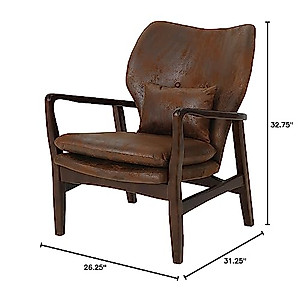 Christopher Knight Home Haddie Mid Century Modern Fabric Club Chair, Brown and Dark Espresso, 31.25D x 26.25W x 32.75H Inch