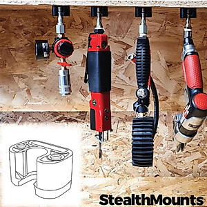 StealthMounts Locking Air Tool Holder - 5 Pack | 1/4" Size Pneumatic Tool Holder | Air Tool Rack | Air Tool Storage | Air Tool Holder Rack | Air Tool Storage Rack | Air Tool Organizer | Made in UK