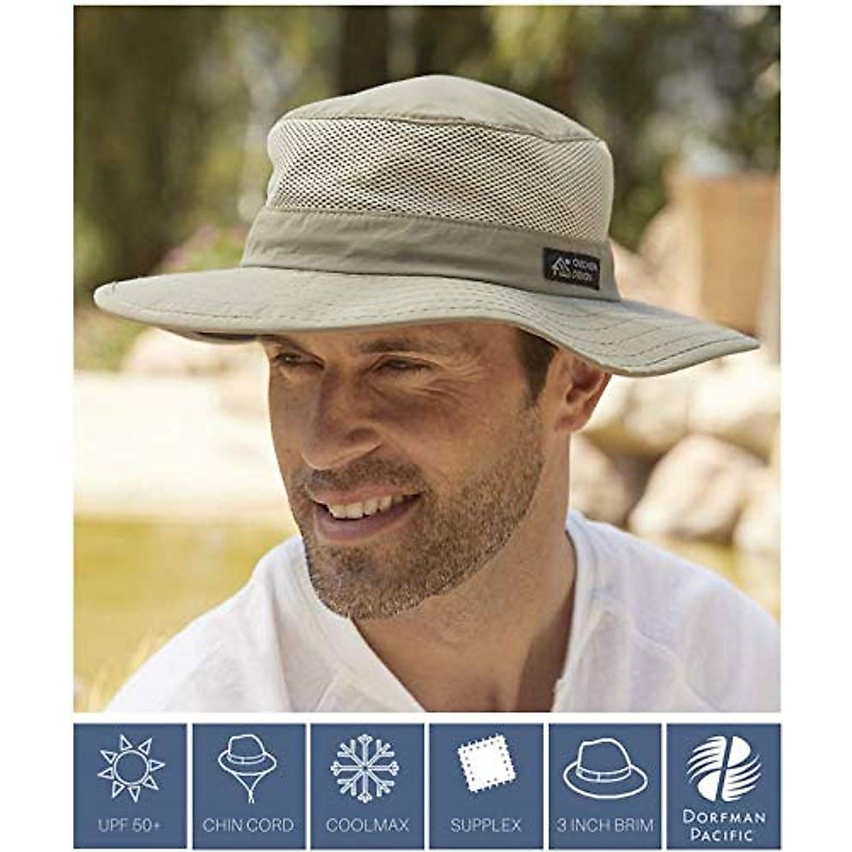 Dorfman Pacific Men's Bonnie Mesh Sides Hat, Khaki, XX-Large