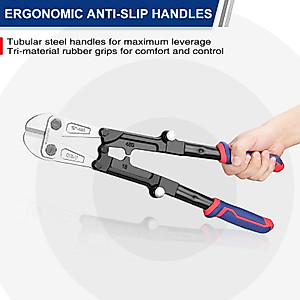 WORKPRO 18-Inch Foldable Bolt Cutter, Tri-Material Handle with Comfort Grip, Chrome Vanadium Steel Blade, for Rods, Bolts, Rivets, Wires, Cables and Chains