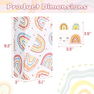 DECORLIFE 24PCS Rainbow Party Favor Bags, 4 Styles, Rainbow Goodie Bags for Birthday Party, Perfect for Girls, Kids, Boys, Stickers Included
