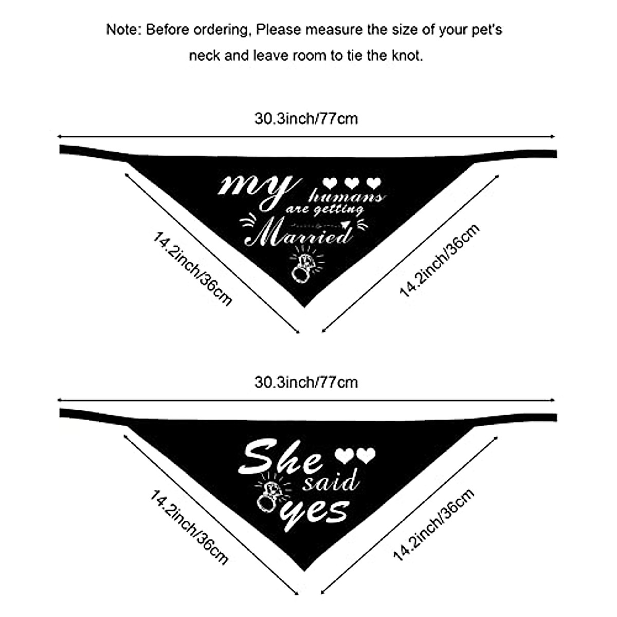 GOUWANGWANG Engagement Gift, My Humans are Getting Married Dog Bandana, Wedding Dog Bandana, Pet Scarf for Small, Medium, Large Dogs 2 Strip (White)