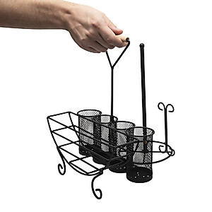 CLABBY ROUND LAKE Caddy Buffet - Indoor/Outdoor Crockery and Cutlery Organizer, Picnic - Complete with Menu and Napkin Holder