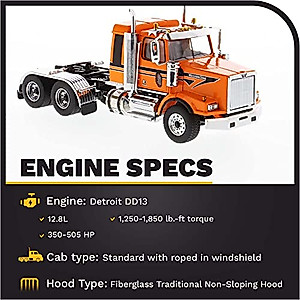 Diecast Masters Western Star 4900 SB Sleeper Tandem Tractor | Real Truck Specifications | 1:50 Scale Model Semi Trucks | Diecast Model by Diecast Masters 71063