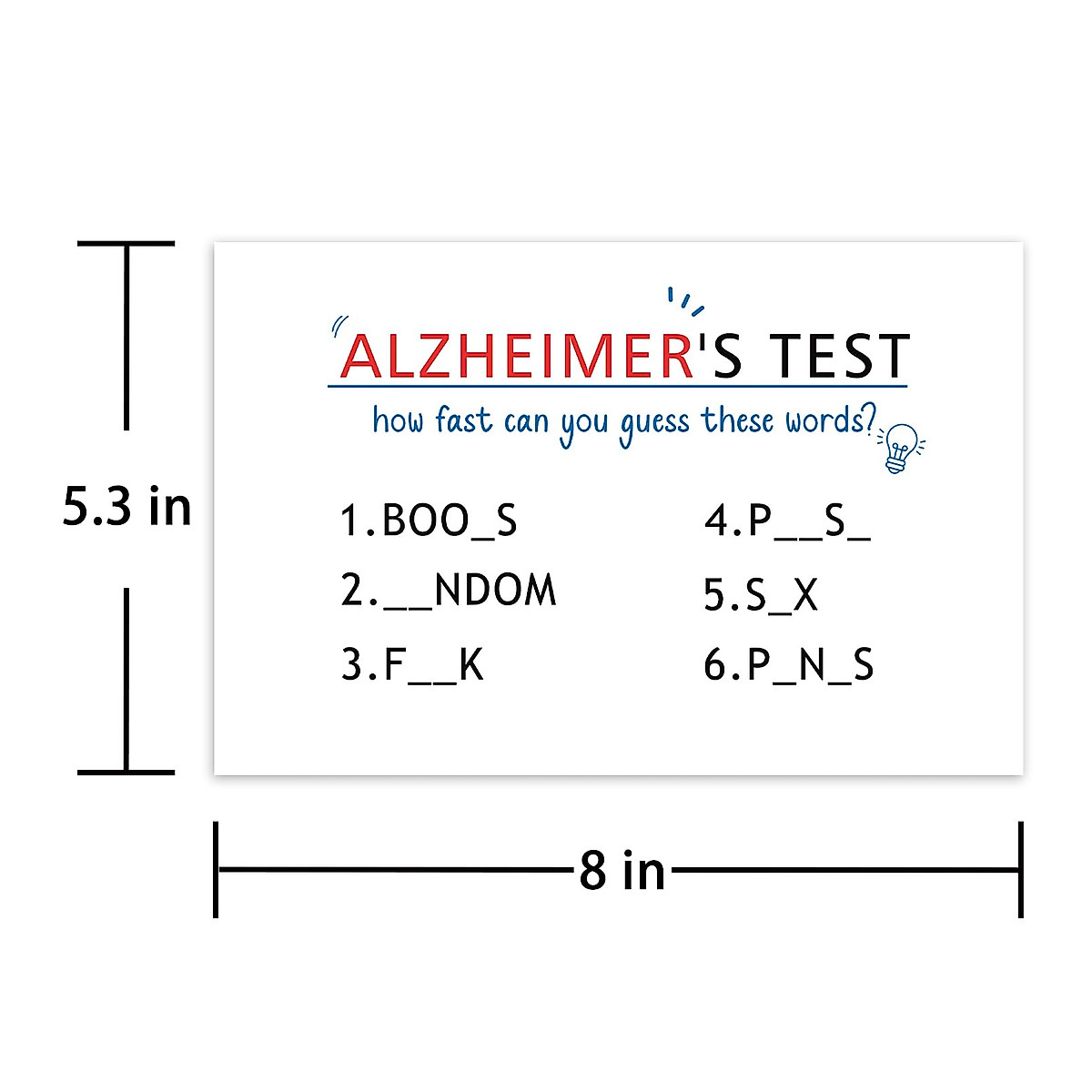 Leinessy Funny Alzheimer's Test Birthday Card, Rude Adult Greeting Card for Friend, Creative Just Because Card