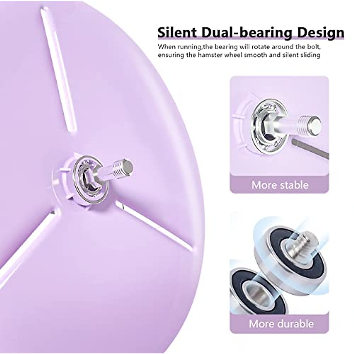 PETSTAY Hamster Wheel Silent Hamster Exercise Wheel with Adjustable Stand and Towel,10.2 inch Quiet Spinner Hamster Running Wheels Hamster Cage Accessories for Small Animals Gerbils Mice (Purple)