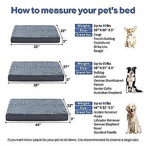 JOEJOY Orthopedic Dog Bed for Extra Large Medium Dogs, Big Egg-Crate Foam Dog Bed with Removable Waterproof Cover, Soft Rose Plush Pet Bed Mat with Non-Slip Bottom, Machine Washable (36"x27"x3")