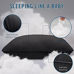 HIMOON Bed Pillows for Sleeping King Size 2 Pack，Cooling Hotel Quality Down Alternative Pillows for Side Back and Stomach Sleepers（Black