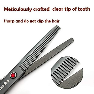 7.0in Titanium Black Professional Pet Grooming Scissors Set,Straight & Thinning & Curved Scissors 4pcs Set for Dog Grooming,(Black)