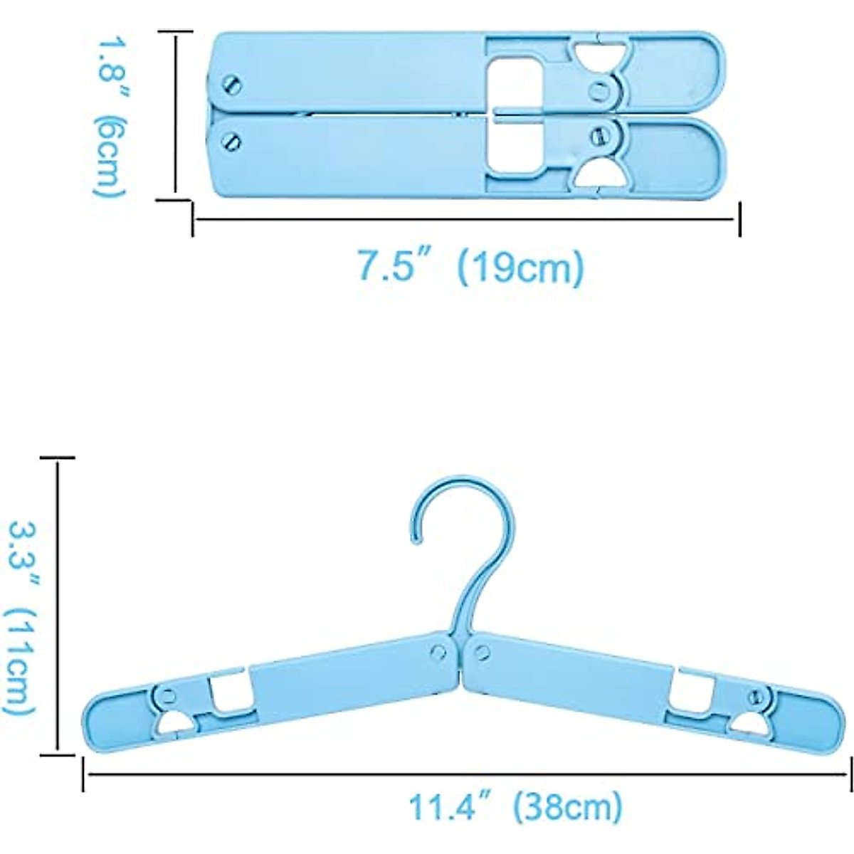 Foldable Travel Hanger Pants Hangers Lightweight and Durable Non-deformable Plastic Cloths Hanger Fits All Clothes and Socks Towel Can Be Folded Down for Easy Storage (Grey)