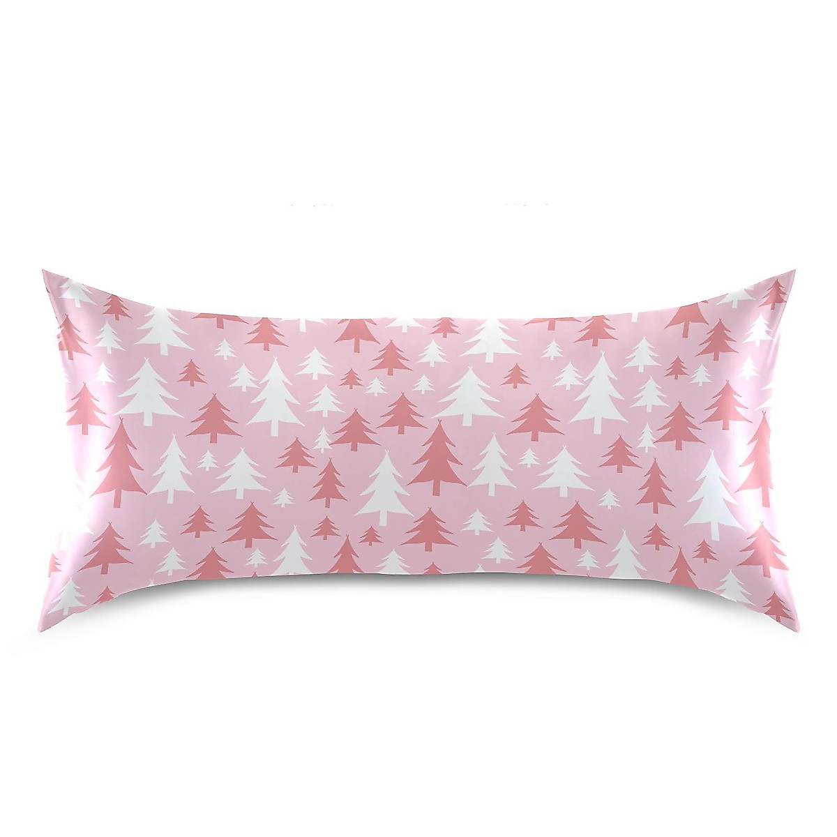 Christmas Trees Pillow Covers Silk Pillowcase for Hair and Skin with Envelope Closure Satin Pillowcase Standard Size Pillow Case for Bedroom Bed Sleeping (20x30 Inch)