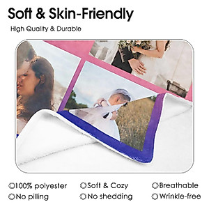 Personalized Blanket with Text & Picture Customized Throw Couples Gifts Custom 10 Photos Blankets for Adult Family Wife Husband Valentines Day Wedding Gift
