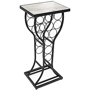 Sorbus Wine Rack Console for Home Bar - Mini Wine Stand with Faux White Marble Table Top - Durable Metal Freestanding Wine Storage Cabinet Shelf - Wine Racks Free Standing Floor Holds 11 Wine Bottles