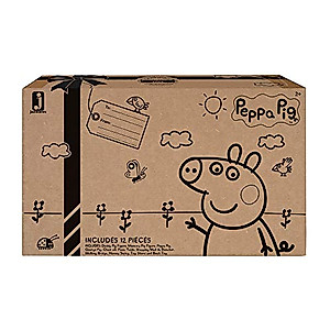 Peppa Pig Shopping Mall with Family, Includes 1 Connectable Mall Playset, 4 Character Toy Figures, 2 Chairs, 1 Pizza Table, 1 Toy Boat – for Kids - AMAZON EXCLUSIVE