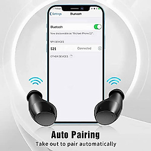 Wireless Earbuds,Lanteso S21 True Bluetooth Earbuds Noise Cancelling Bluetooth 5.2 TWS Bluetooth Headphones with Mics Touch Control Bass Sound in-Ear Earphones for Music,Sport,(Black)