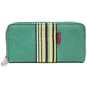 Bungalow360 Original Vegan Leather Striped Zip-Around Wallet (Grass)
