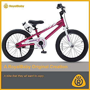 RoyalBaby Freestyle Kids Bike for Boys Girls Childrens Bicycle with Kickstand, 18 Inch Fuchsia