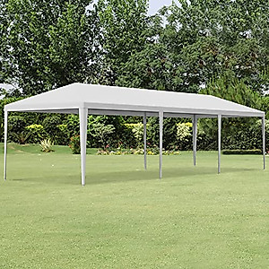 JupiterForce 10 x 30 Outdoor Wedding Party Tent Camping Shelter Gazebo Canopy with Removable Sidewalls Heavy Duty Tent Gazebo Storage BBQ Pavilion Canopy Cater Events, White(10' x 30')