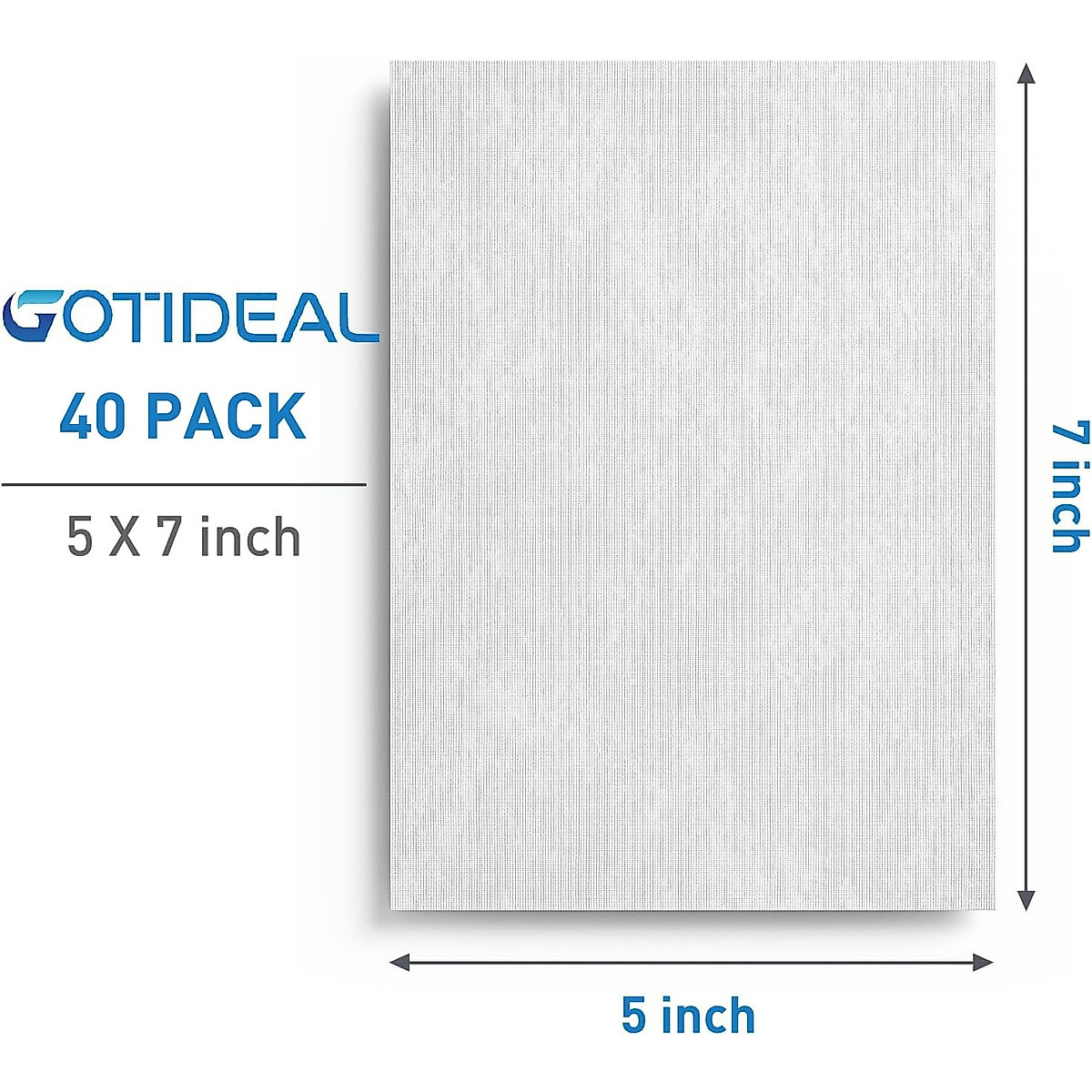 GOTIDEAL Bulk Canvases for Painting, 5 x 7 inch Value Pack of 40, Gesso Primed White Blank Canvas Boards - 100% Cotton Art Supplies Canvas Panel for Acrylic Paint, Pouring, Oil Paint, Gouache
