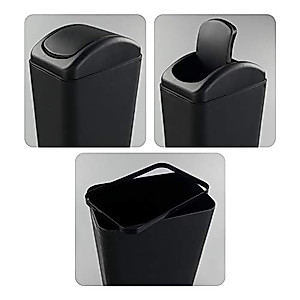 Uumitty 14 Litre Plastic Trash Can, Swing Top Garbage Can, Black, 1 Pack