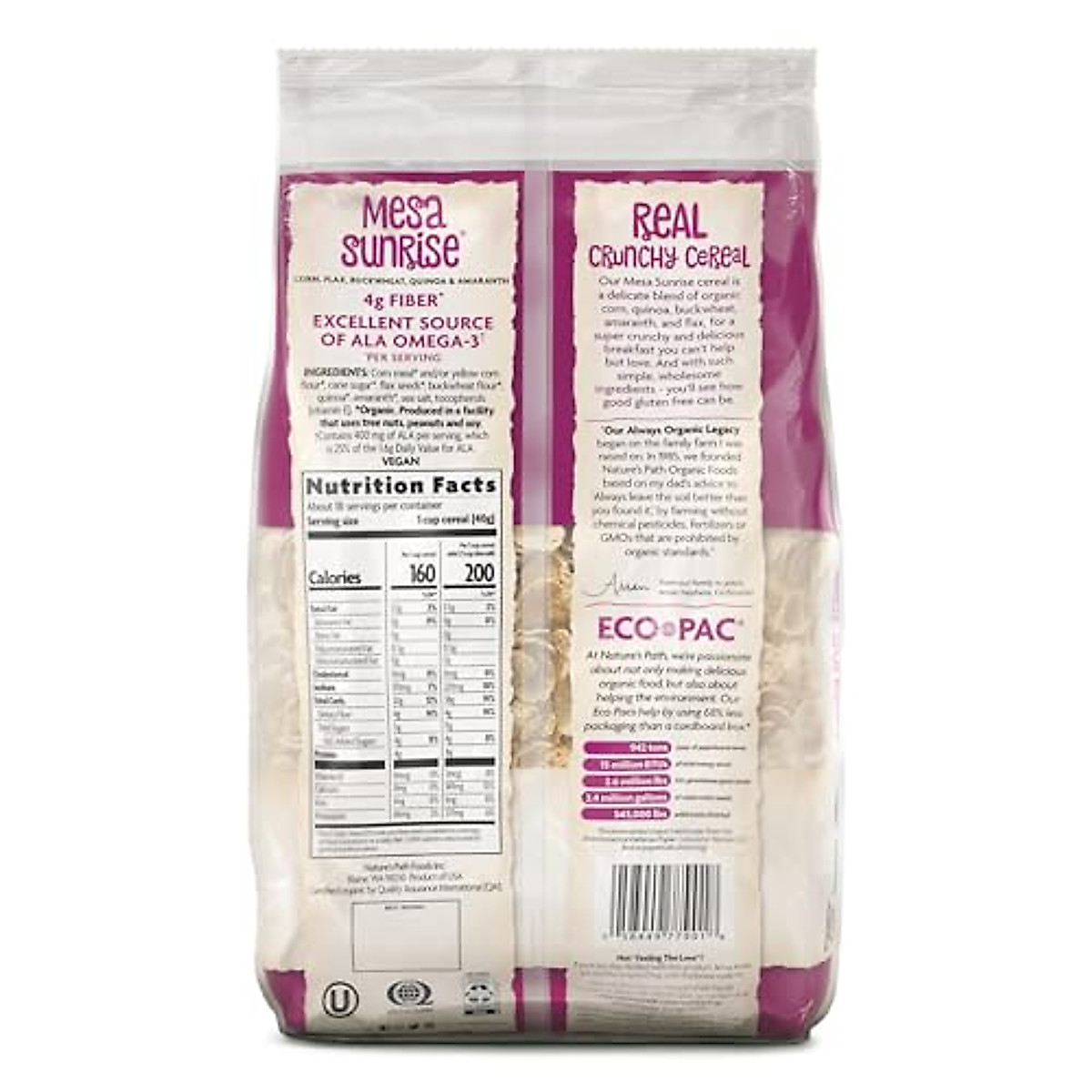 Nature's Path Organic Cereal, Mesa Sunrise, 1 lb 10.4 oz Earth Friendly Package, Gluten Free