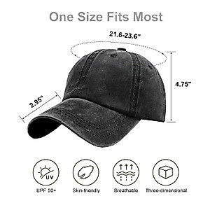 ZEXIAN 3 Pack Womens Vintage Washed Distressed Baseball-Cap with Ponytail Hole Sport Golf Hat (Black+Denim Blue+Burgundy)