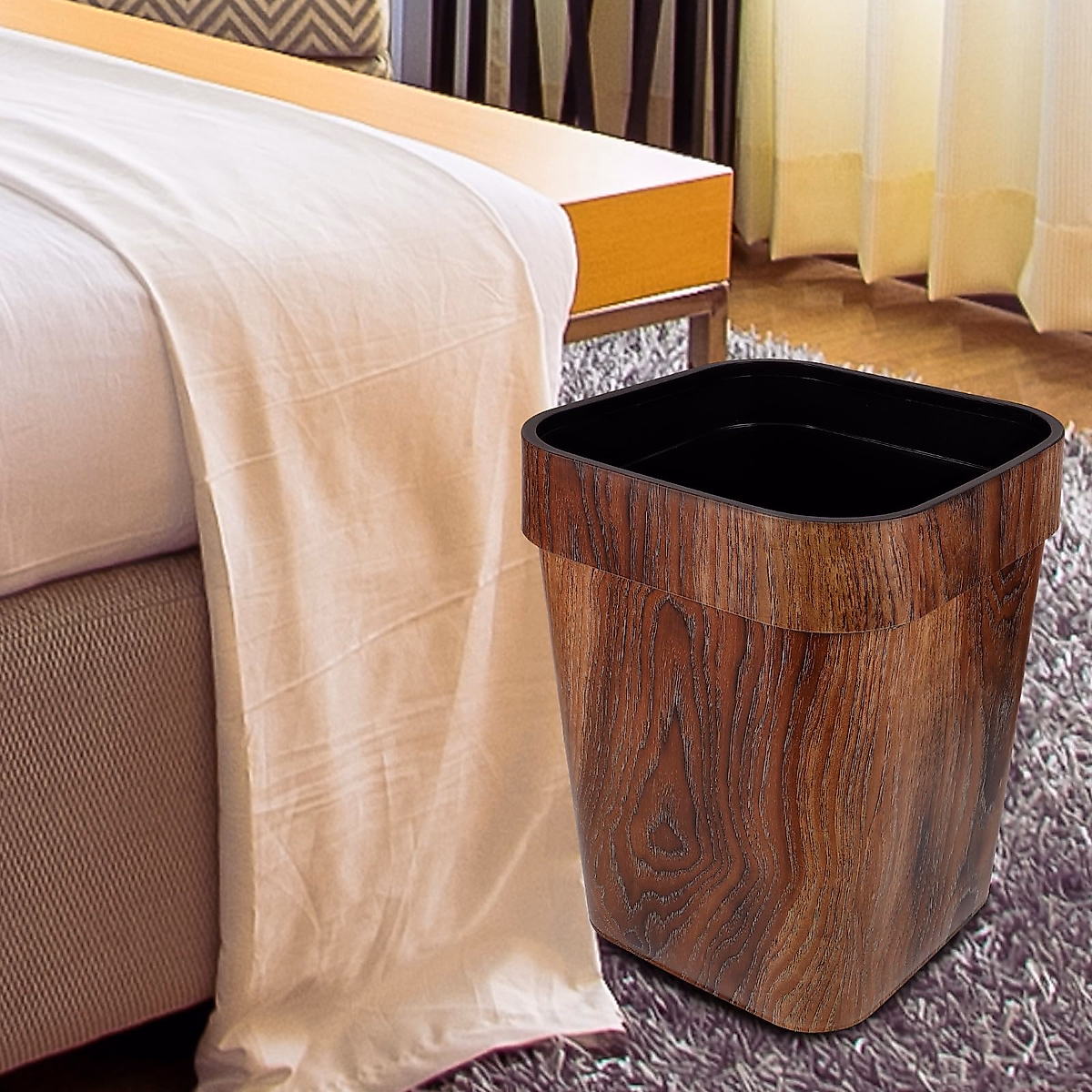 Cabilock Bathroom Trash Can, 14.0 liters, Polypropylene, Square, Light Brown