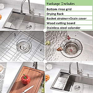 31 Inch Drop In Kitchen Sink Workstation- Wesliv 31x20 Inch Drop Sink Topmount Ledge Workstation Stainless Steel 16 Gauge Single Bowl Overmount Kitchen Sink with Cutting Board