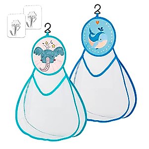 DODAMOUR 2 Packs Mesh Bath Toy Organizer, Toy Storage Pockets for Baby with Hooks, Bathroom Toy Holder Caddy Bag