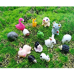 Kbraveo 45Pcs Mini Animals Miniature Ornament Kits Set for DIY,Fairy Gardens Dollhouse Décor,Elephants,Rabbits,Hedgehogs,hens,Bunnies,Cubs,Chicks,Bees,Cows,Frogs,Snails,Turtles,Puppies,Pigs,Sheep