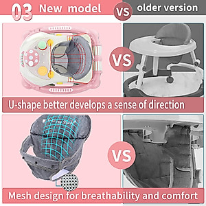 Dingdong Baby Walker - 4 in 1 Baby Walker with Wheels, Variable Rocking Horse, Walker for Baby Girl Adjustable Height (8-17in) and Width, Baby Walkers for Girls, Foot Pads/Handles, Portable Foldable