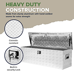 ARKSEN 49 Inch Heavy Duty Aluminum All Purpose Underbody Lock Storage Trailer Truck Trailer Chest Box Underbed Tools Organizer with Side Handle and Key Set – Silver