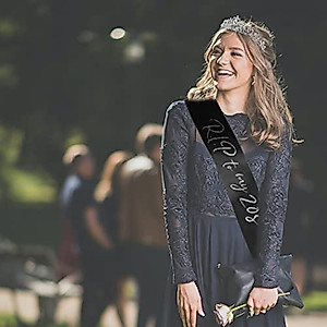 AOPRIE Birthday Sash for Women Birthday Crowns Rest in Peace 20s Birthday Tiara for Women Silver 30th Birthday Girl Headband Princess Crown Rhinestone Happy Birthday Accessories